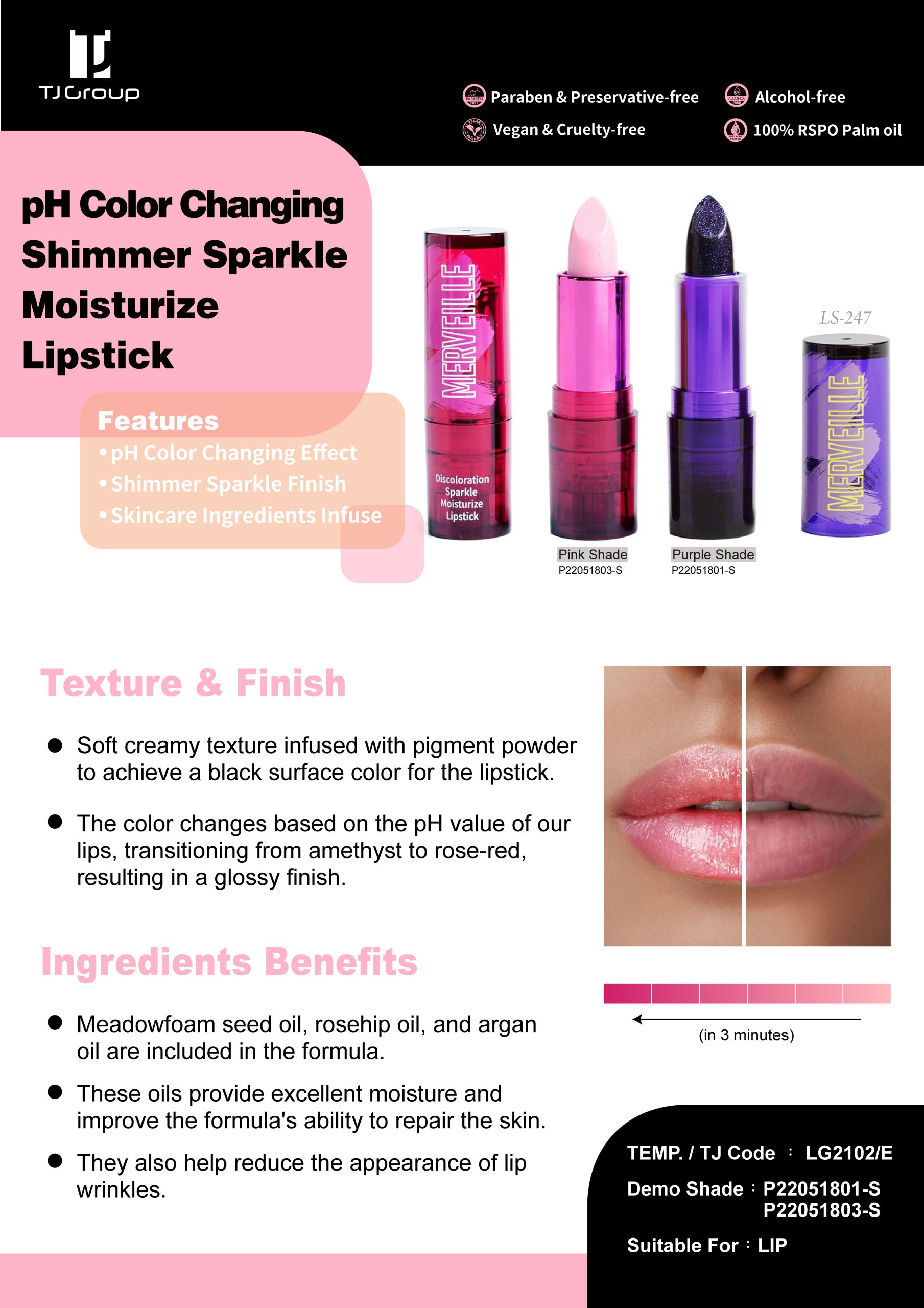 pH Value Color-changing Shimmer Sparkle Moisturize Lipstick – TJ Enterprise